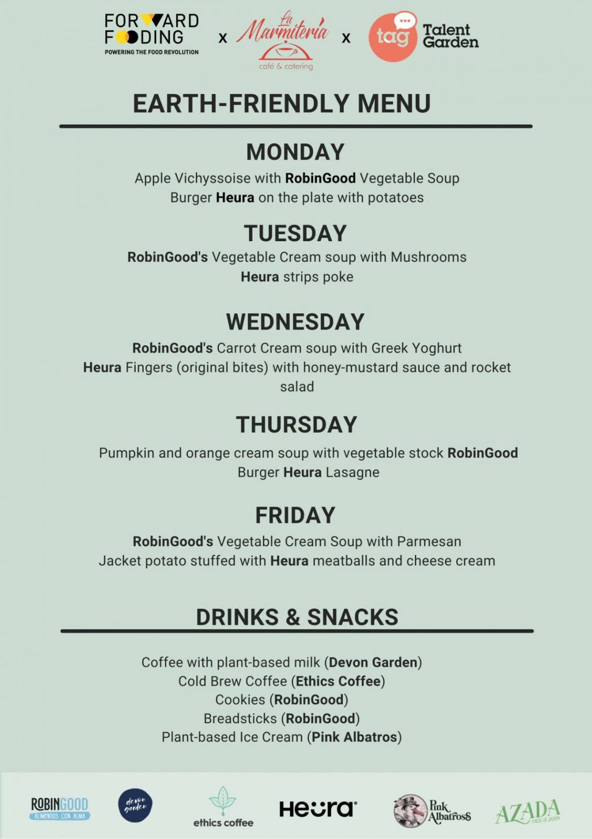 Earth-friendly menu at our Barcelona's FoodTech Innovation Hub ...